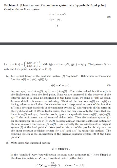 Solved Problem Linearization Of A Nonlinear System At A Chegg