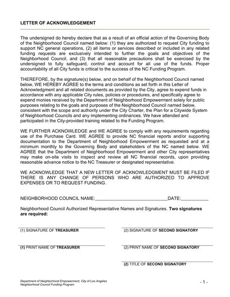 Free Printable Acknowledgement Letter [word Pdf] Project Sponsorship