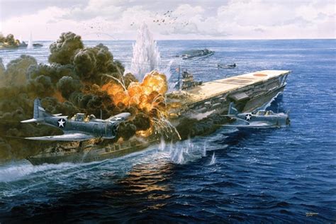 Sbd Dauntless Dive Bombers Attack The Japanese Aircraft Carrier Akagi