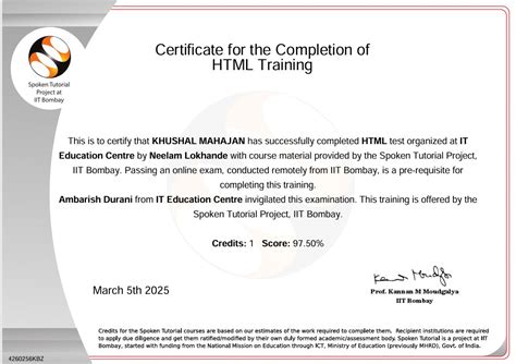 Html Webdevelopment Certification Iitbombay Spokentutorial Khushal Mahajan