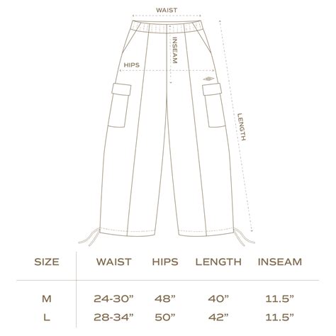 Size Chart Nylon Cargo Pants Mustard Sneakers