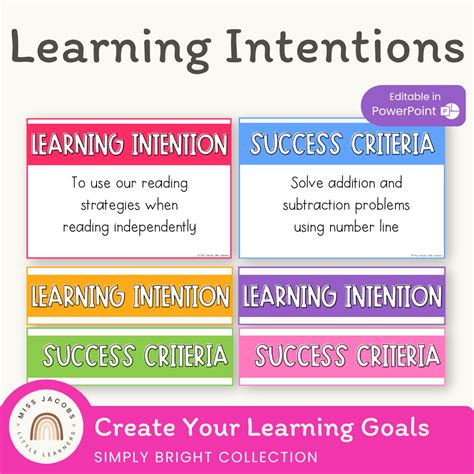 Learning Intentions Brights Editable Miss Jacobs Little Learners