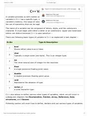 Understanding C Variable Types And Definitions Course Hero
