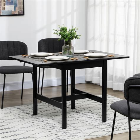 HOMCOM Foldable Solid Wood Dining Table Drop Leaf Table For Small