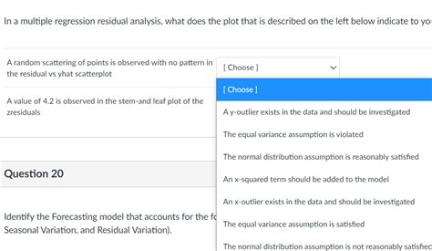 solved in a multiple regression residual analysis what does