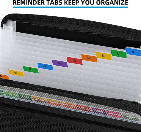 Thinktex Accordian File Organiser With Zipper 13 Pockets Expanding File Folder Accordion Zip