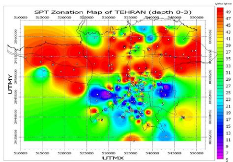 Spatial Distribution Of Spt For Surface Layer In Tehran Download Scientific Diagram