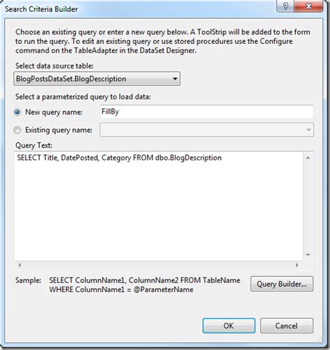 Adonet Creating A Simple Query Ged Meads Blog Vbcity The Net Developer Community