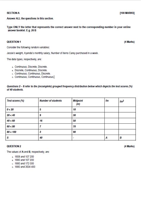 Solved Section Aanswer All The Questions In This