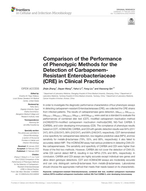 Pdf Comparison Of The Performance Of Phenotypic Methods For The Detection Of Carbapenem