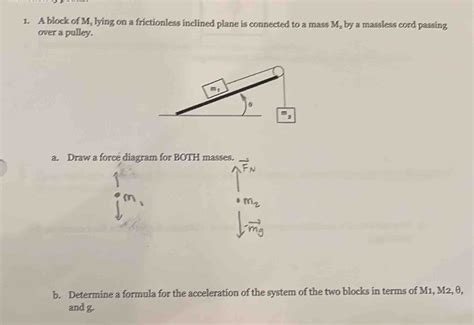 1 a block of m lying on a frictionless inclined plane is connected to
