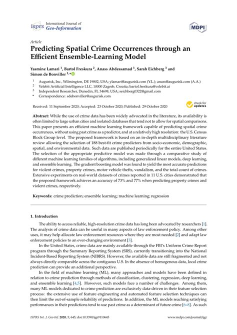 PDF Predicting Spatial Crime Occurrences Through An Efficient Ensemble Learning Model