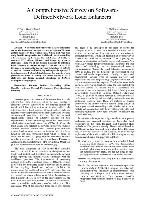 pdf a comprehensive survey on software defined networking load balancers