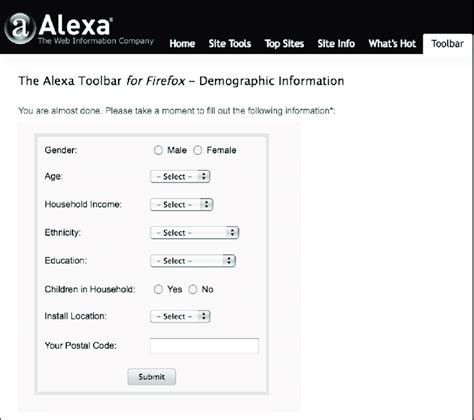 1 Alexa Toolbar Installation And Registration Process With A Field For Download Scientific