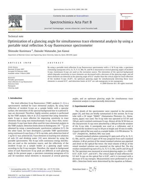 Pdf Optimization Of A Glancing Angle For Simultaneous Trace Elemental