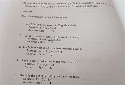 solved the cardinal number of set a denoted by n a is the number
