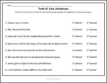 First Second Third Person Point Of View By Literacy Chamber TPT