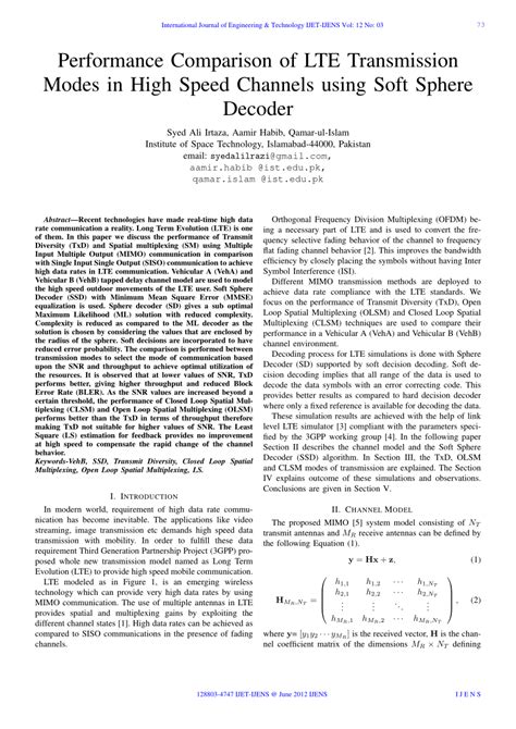 Pdf Performance Comparison Of Lte Transmission Modes In High Speed