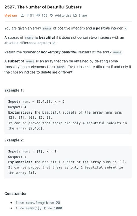 Day Leetcode The Number Of Beautiful Subsets