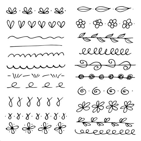 Collection Déléments De Conception De Gribouillis De Soulignements Et