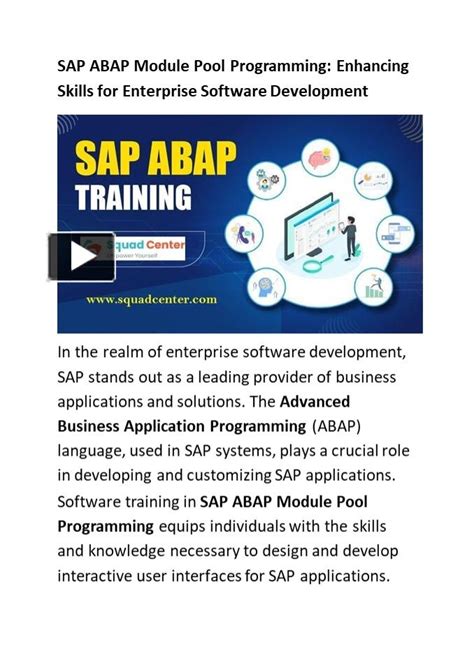 Sap Abap Module Pool Programming Enhancing Skills For Enterprise Software Development