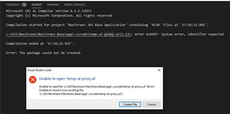 Vscodetemp Al Proxyal510 Error Al0107 Syntax Error Identifier