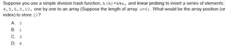 Solved Suppose You Use A Simple Division Hash Function H
