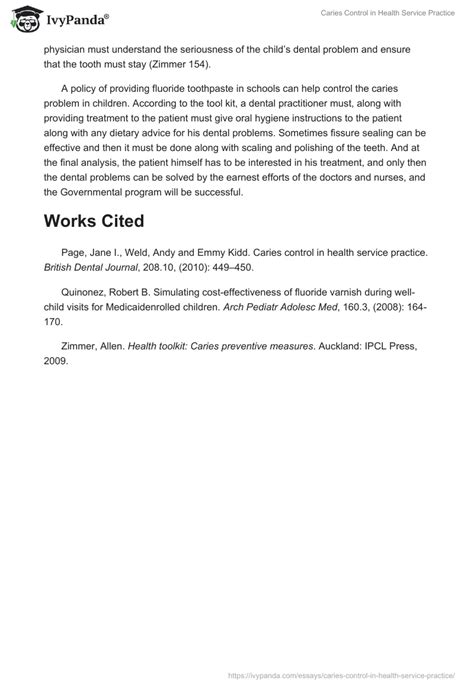 Caries Control In Health Service Practice 583 Words Critical