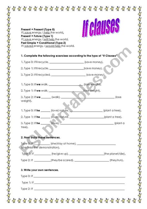If Clauses Exercises Esl Worksheet By Sturm