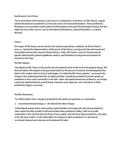 Real Business Cycle Theory Pdf