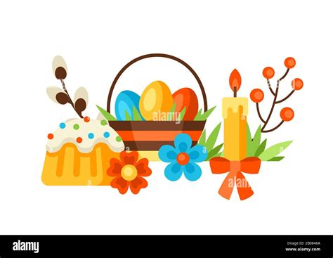 Happy Easter Background With Holiday Items Stock Vector Image And Art Alamy
