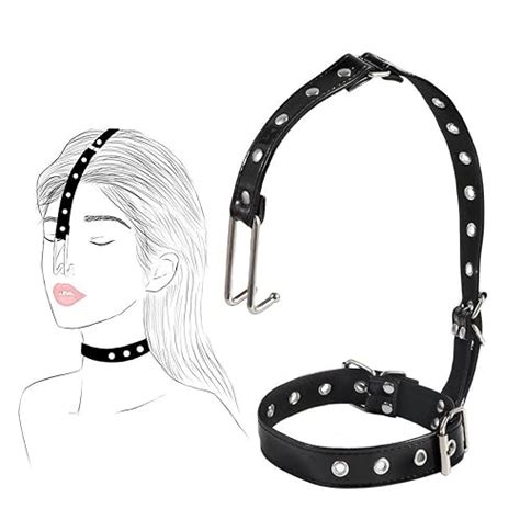 Pfylinqo Bdsm Bondage Restraints Leather Head Harness With Metal Nose Hook Sex Slave Flirting