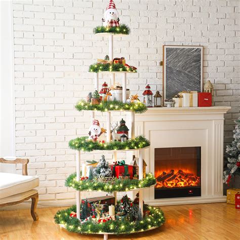 5 Tier Wooden Ornament Display Barydat 5 Tier Wooden Christmas Tree Display Stand 59 Inch Tall