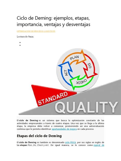 Ciclo De Deming Pdf Business Economias