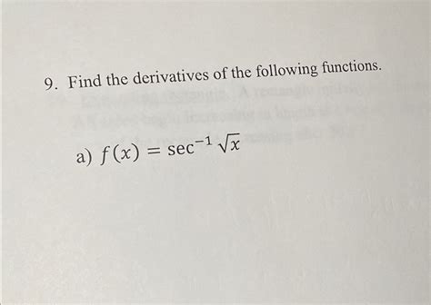 solved find the derivatives of the following