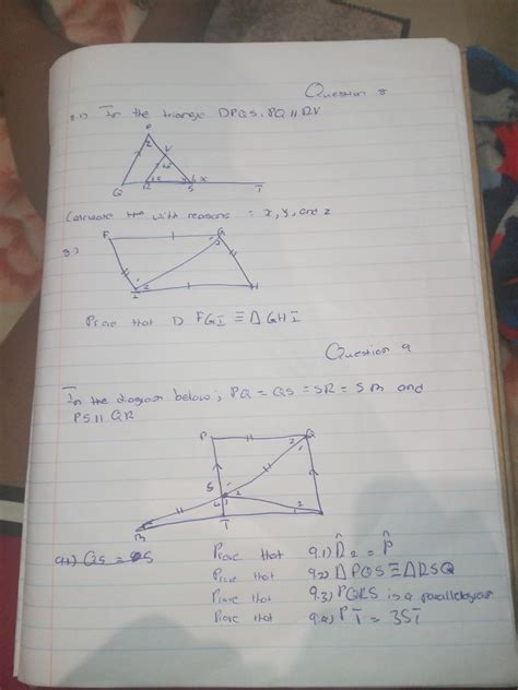 Question 8 8 1 For The Triangle Dpgs Pq Qv Calculate X Y And Z Wit