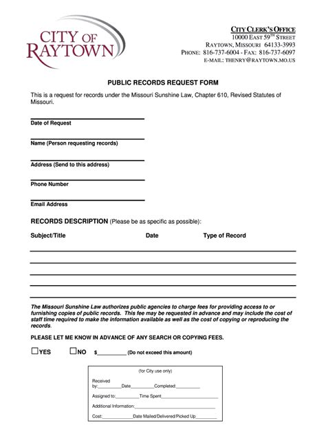 Missouri Public Records Request Form Blank Fillable Template Fill