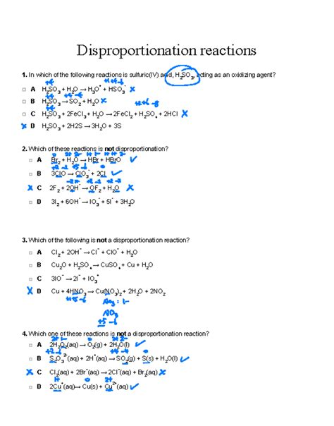 Disproportionation Reactions Assignment Disproportionation Reactions