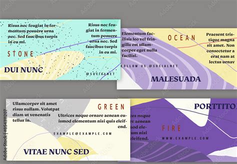 Web Banner Layout Overlapping Blobs Textured With Spots And Lines Stock