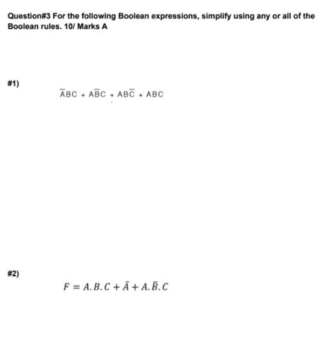 Solved Question For The Following Boolean Expressions Chegg