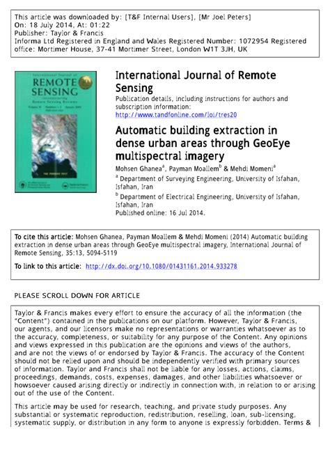 pdf automatic building extraction in dense urban areas through geoeye