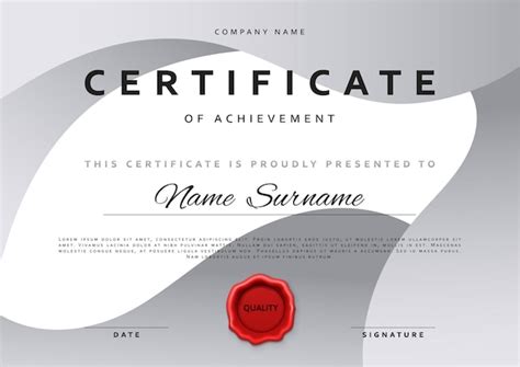 Premium Vector Template Certificate Design In Silver Color Award