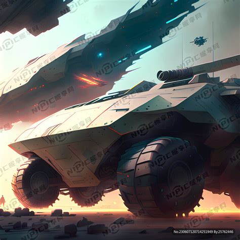 Ai创作图元宇宙 未来 科幻战斗 战车 宏大场面 昵图网