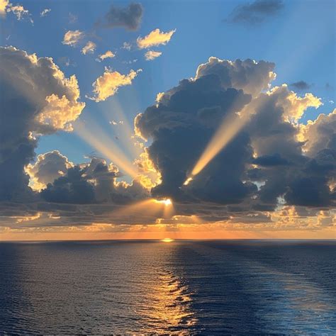 Free Sunset Ocean Rays Photo Sunset Ocean Clouds Download At