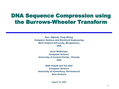 ppt dna sequence compression using the burrows wheeler transform
