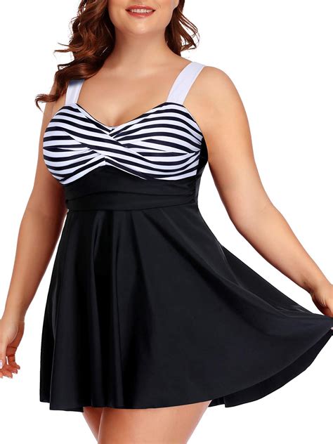 Walmart Plus Size Two Piece Swimsuits Flowy Swim Dress With Shorts Tankini Bathing Suits For