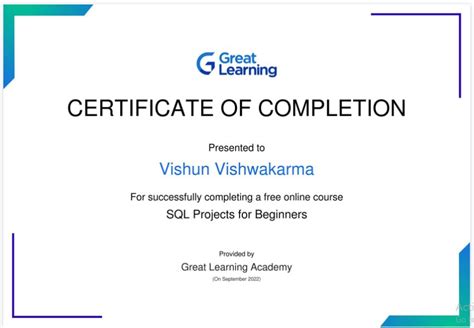 Vishnu Vishwakarma On Linkedin Greatlearningacademy Greatlearning Glacertificate
