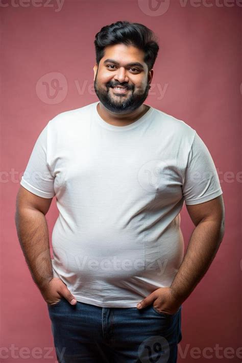 Indian Overweight Adult Contemporary Bold Realistic T Shirt Mockup