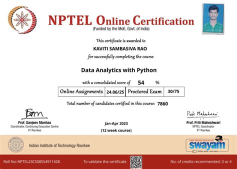 K Sambasiva Rao On Linkedin Nptel Dataanalytics Python Datascience Continuouslearning