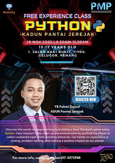 Free Experience Class Python Kadun Pantai Jerjak Penang STEM